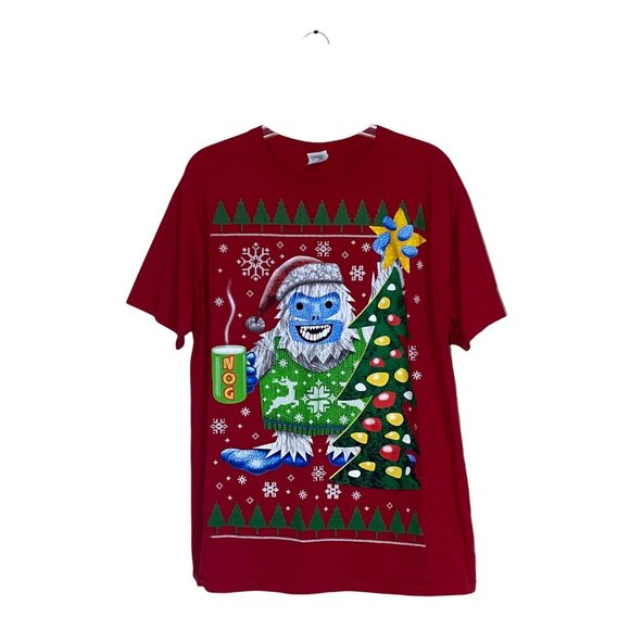 Fruit of the Loom | Shirts | Happy Holiday Yeti Christmas Trees Nog ...